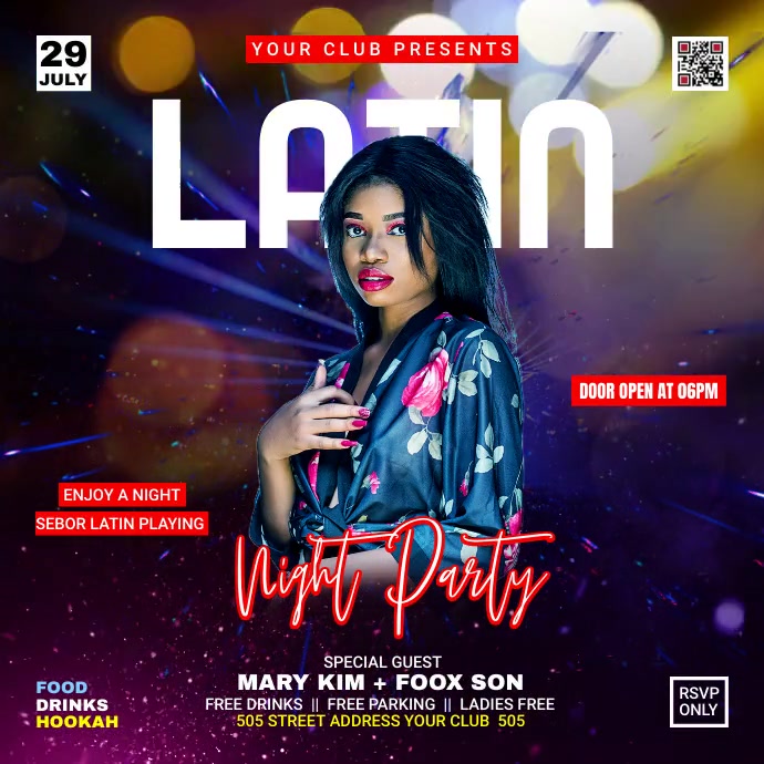 latin night party video flyer Template | PosterMyWall