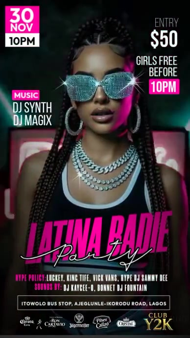 Latina Baddie Night Template | PosterMyWall