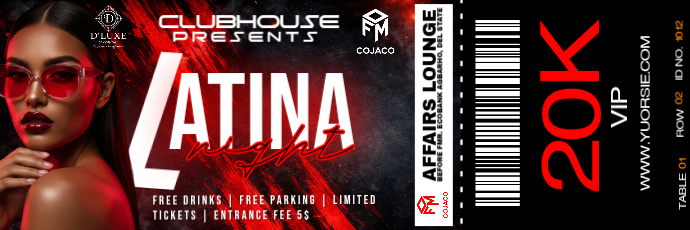 Latina Night VIP Ticket Template | PosterMyWall