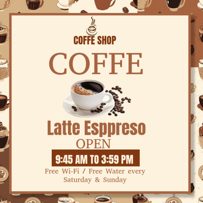 Latte espresso coffee shop post design template | PosterMyWall
