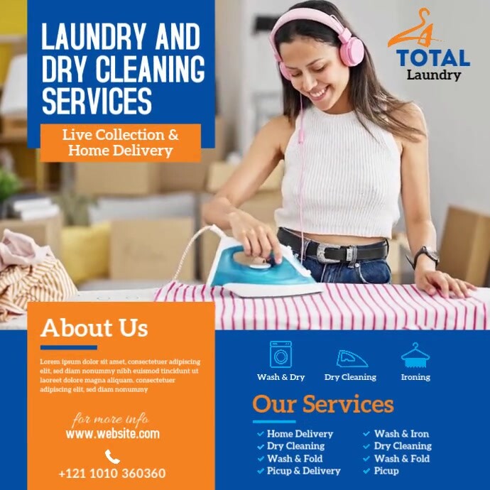 Laundry and Dry Cleaning Services Video Ads เทมเพลต | PosterMyWall