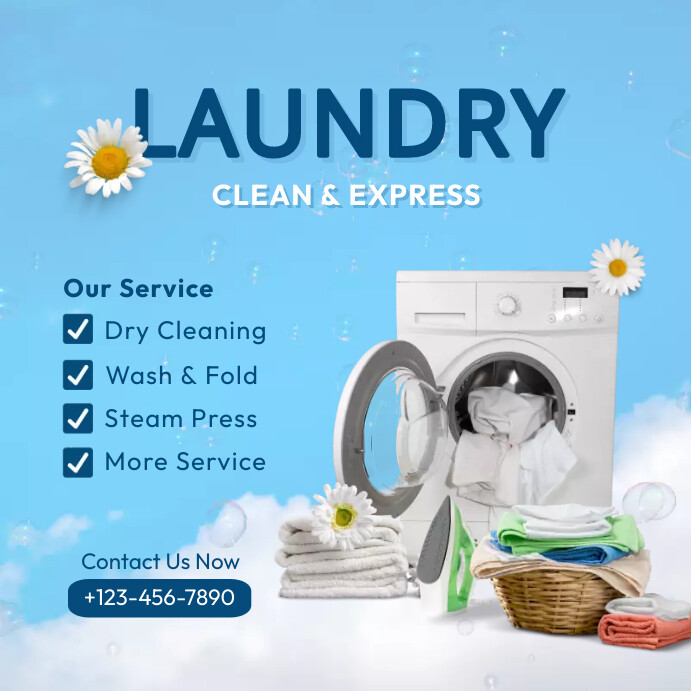 Laundry Clean And Express Instagram Post Templat | PosterMyWall