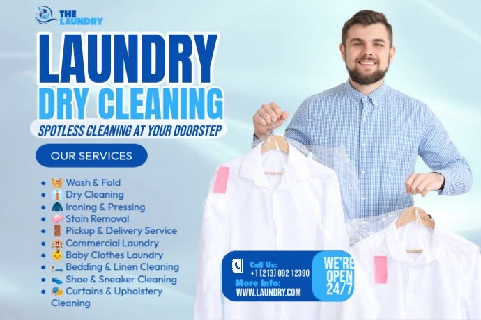 Modèle Laundry Dry Cleaning | PosterMyWall
