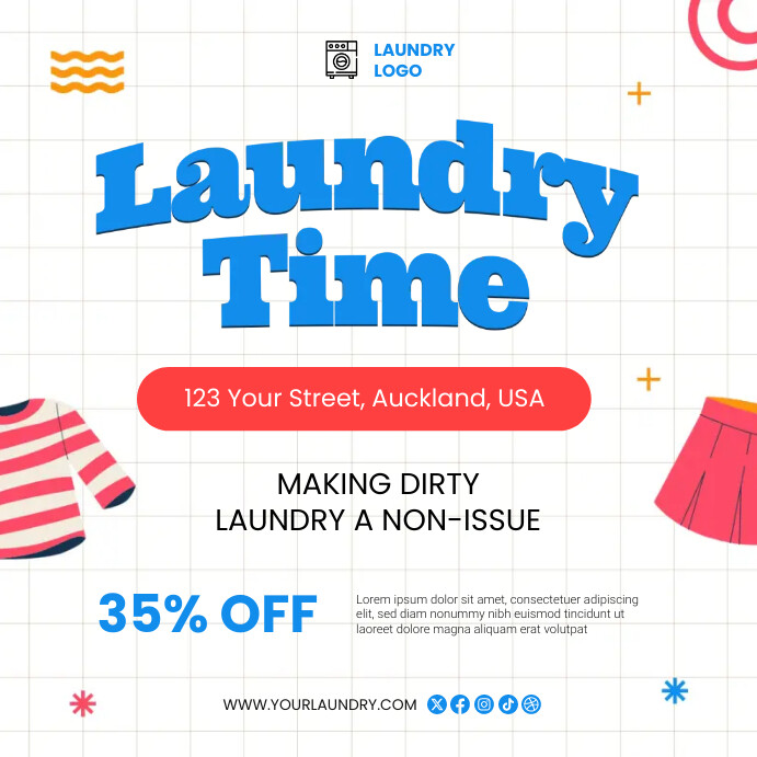 Laundry Service Social Media Poster Flyer Template | PosterMyWall