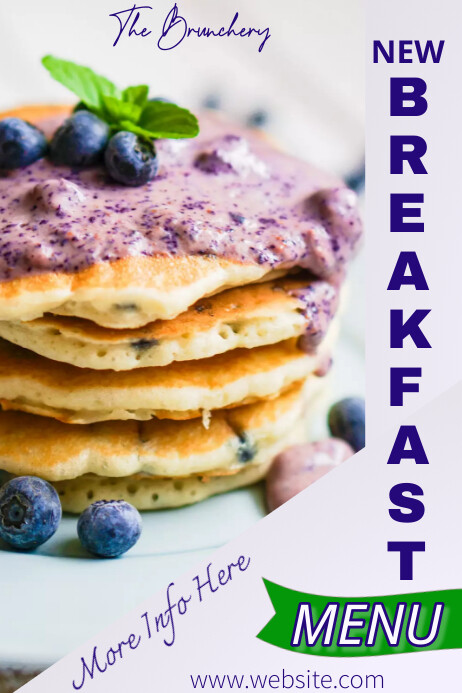 Lavender Pancakes Illustrative Breakfast Menu Template | PosterMyWall