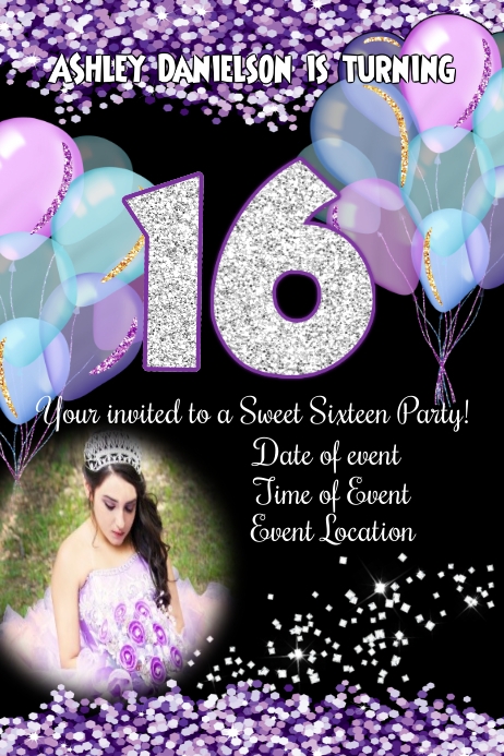 Lavender Sweet Sixteen Invitation Template | PosterMyWall
