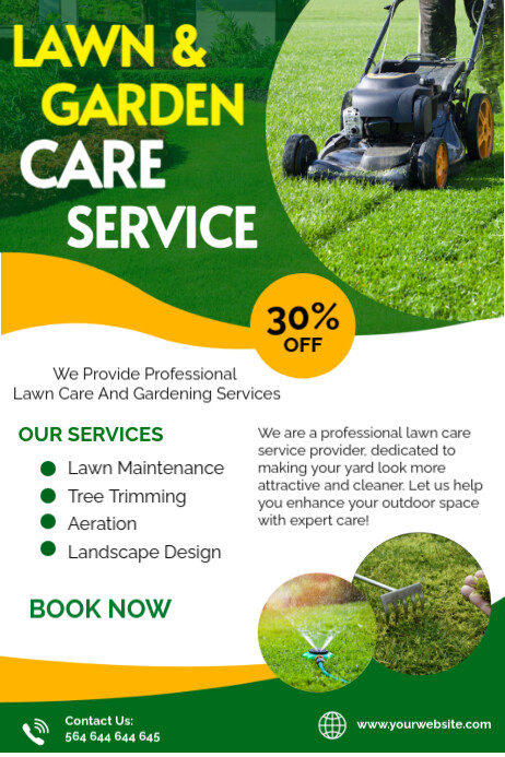 Lawn And Garden Care Services Poster Design Template | PosterMyWall