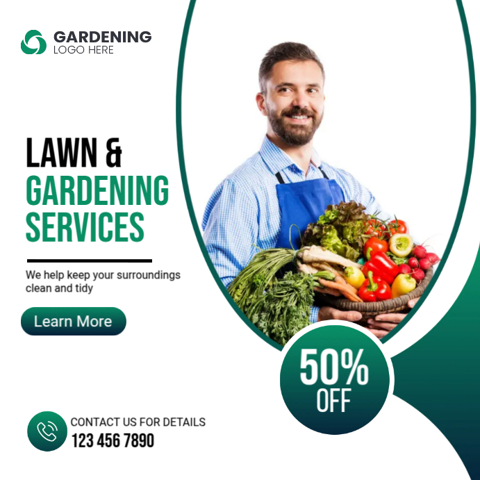 Lawn and Gardening Services Instagram ADS Template | PosterMyWall