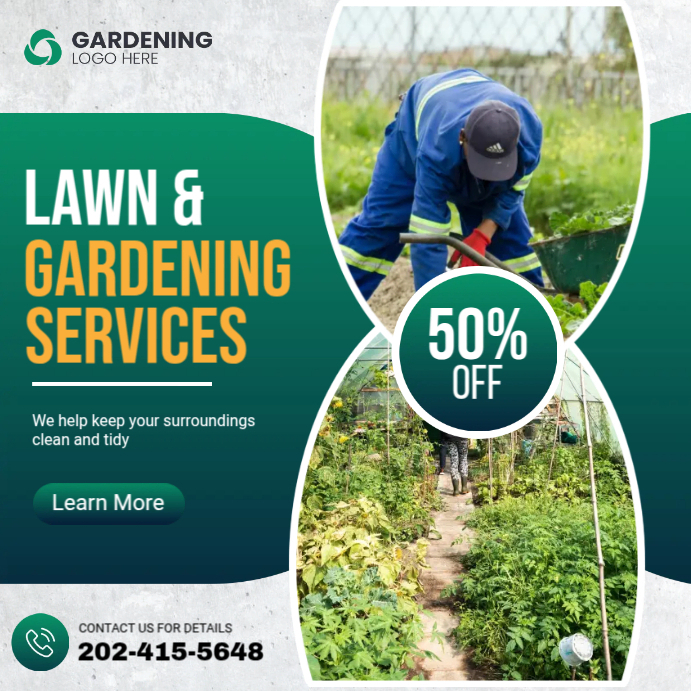 Lawn and Gardening Services Instagram Post AD Template | PosterMyWall