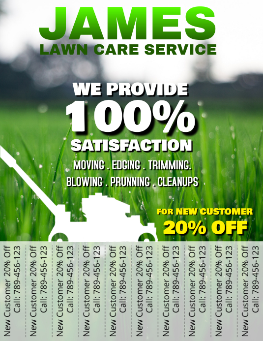 Lawn Care Service Tear Off Design Template | PosterMyWall