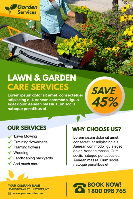 Lawn care services ad poster Template | PosterMyWall