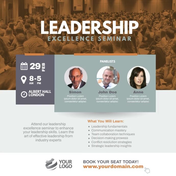 Leadership Excellence Seminar Facebook Instag Template | PosterMyWall