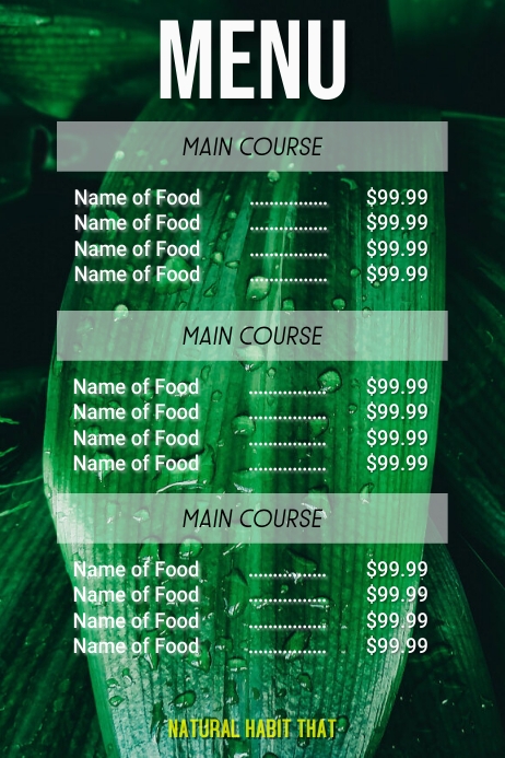 Copy of Leaf Menu 004 | PosterMyWall