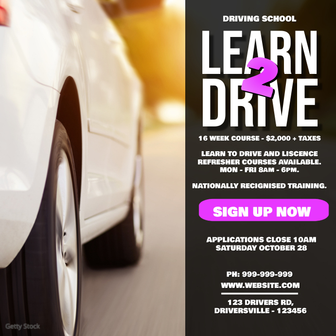 Learn 2 Drive Poster Template | PosterMyWall