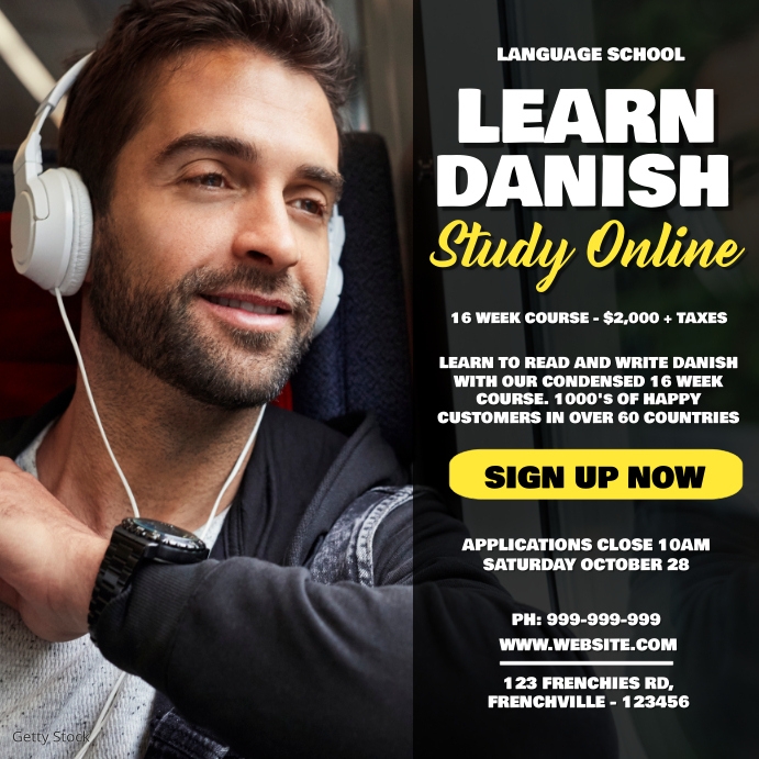 Learn Danish Online Learning Poster Template | PosterMyWall