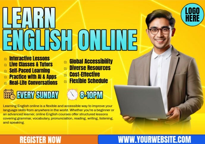 Copy of Learn English Online Flyer | PosterMyWall