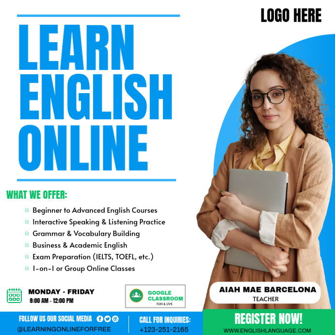 learn english online poster Template | PosterMyWall