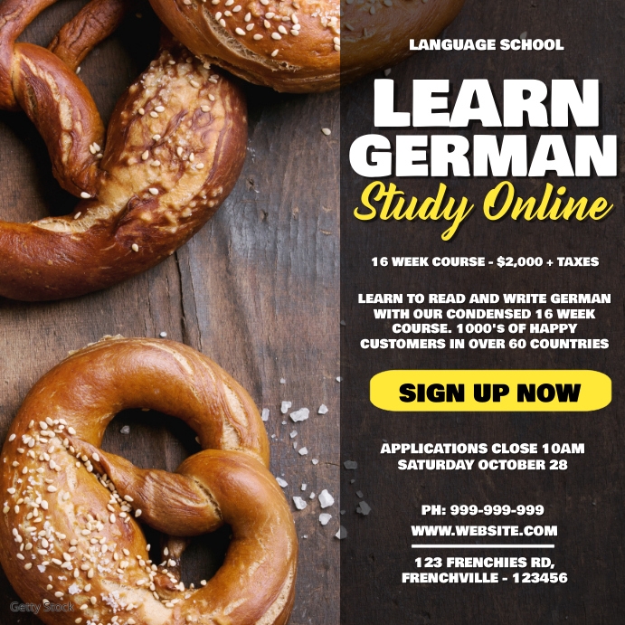 Learn German Online Learning Poster Template | PosterMyWall