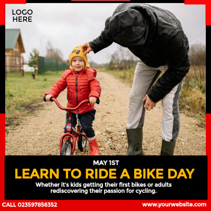 Learn to Ride a Bike Day Template | PosterMyWall