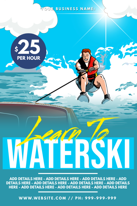 Learn To Waterski Poster Template | PosterMyWall