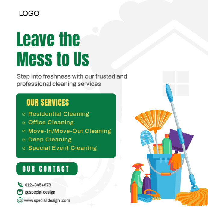 Leave Mess To Us Cleaning Service Instagram Post Template | PosterMyWall