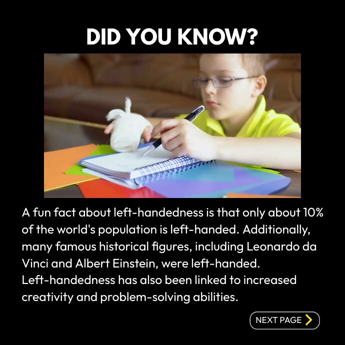Left Handers Facts Template | PosterMyWall