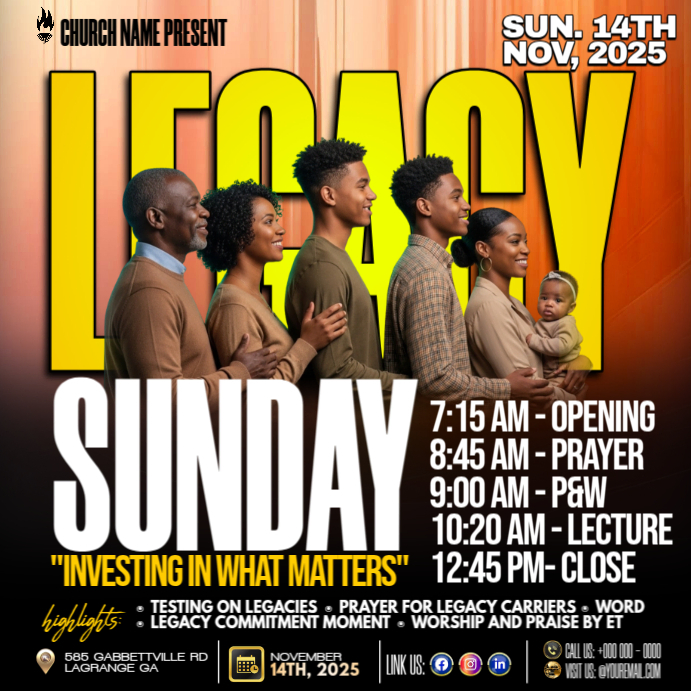Legacy Sunday: Investing in Eternity Template | PosterMyWall
