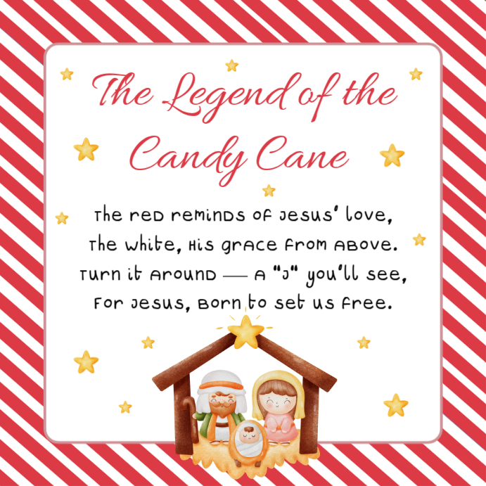 Legend of the Candy Cane Gift Tag Printable Template | PosterMyWall