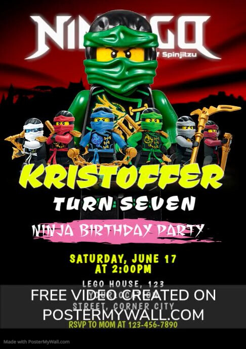 Copy of Lego Ninjago Red Birthday Invitation Template | PosterMyWall