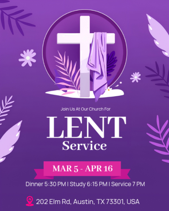 Plantilla de Lent Service Flyer | Church Lenten Season Weekly Dinner ...