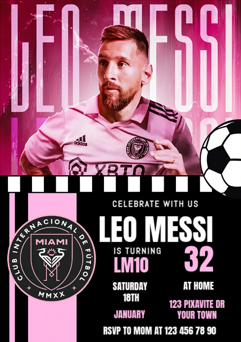 Plantilla de Leo Messi Birthday Invitation | PosterMyWall