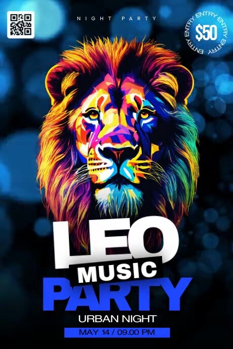 Leo Music Party Video Template | PosterMyWall