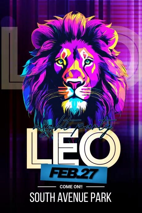 Leo Neon Party Video Template | PosterMyWall