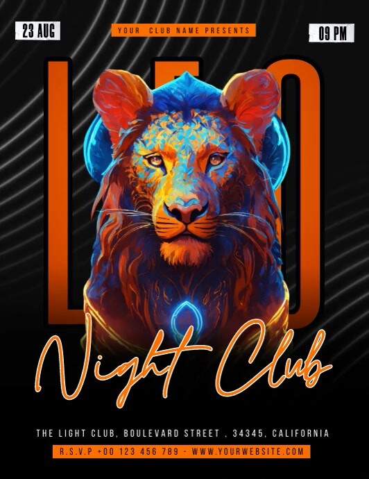 Plantilla de Leo Night Club | PosterMyWall