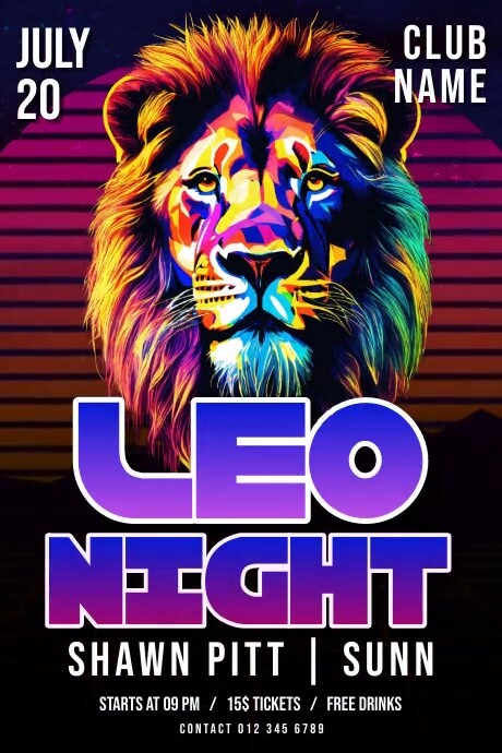Leo Night Party Template | PosterMyWall