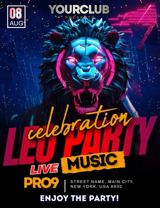 Leo Party Celebration Template | PosterMyWall