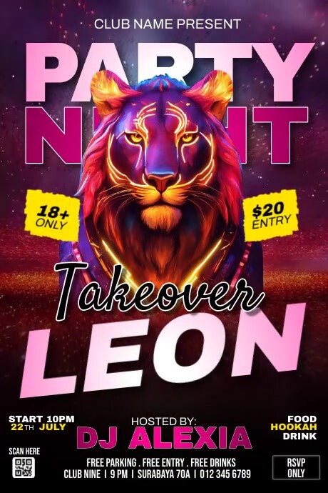 Plantilla de Leo Party Night | PosterMyWall