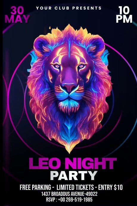 leo party template | PosterMyWall