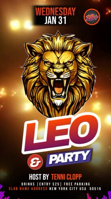leo party template | PosterMyWall
