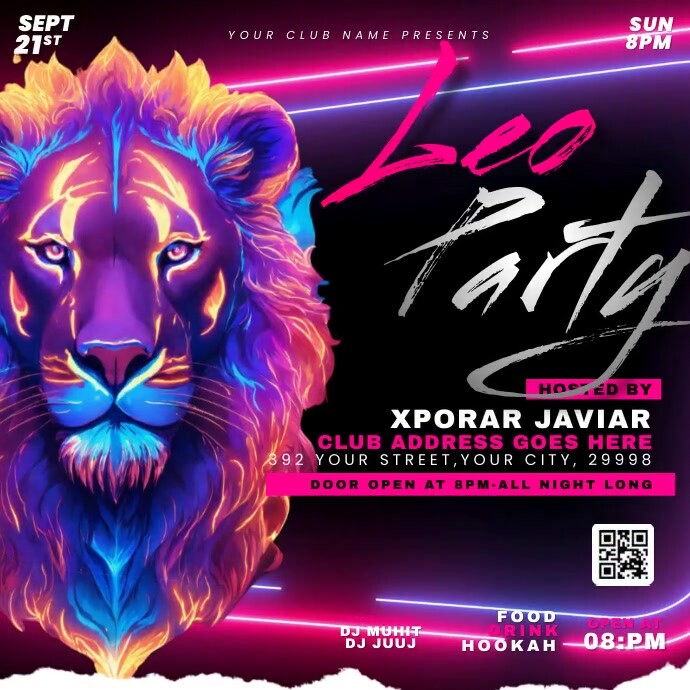 Plantilla de Leo Party Template | PosterMyWall