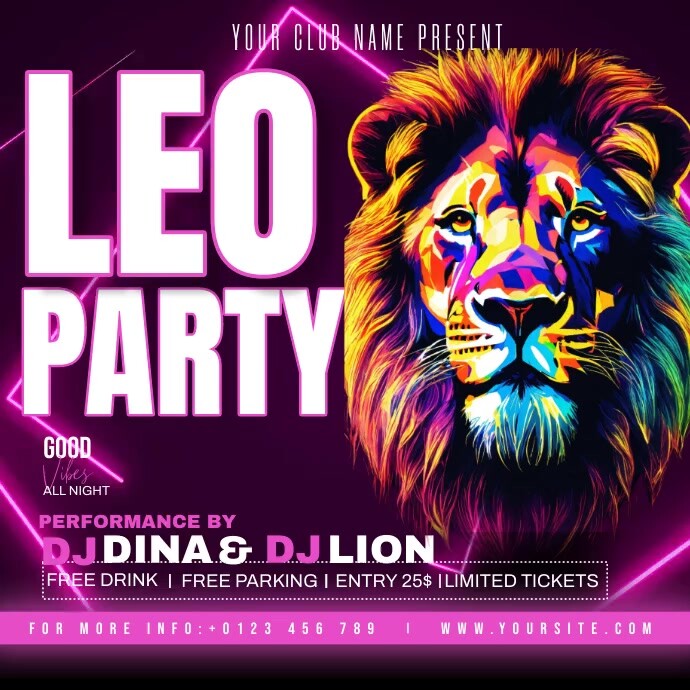 Leo Party Video Template | PosterMyWall