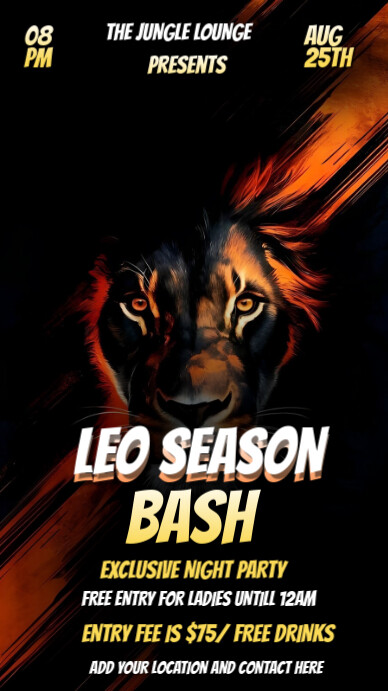 Leo Zodiac Bash Party Flyer Digital Display (9:16) Template | PosterMyWall