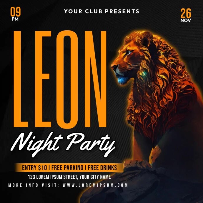 Plantilla de Leon Night Party | PosterMyWall