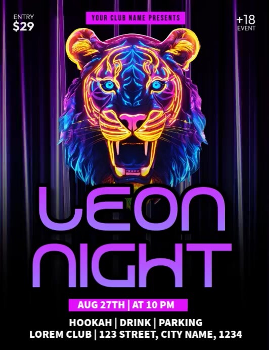 Plantilla de Leon Night Party | PosterMyWall