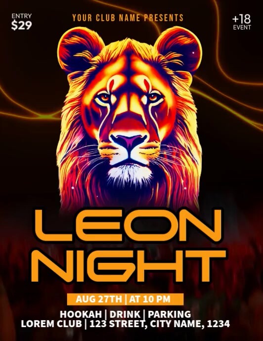 Plantilla de Leon Night Party | PosterMyWall