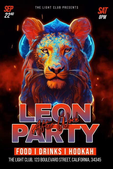Plantilla de Leon Party After Work | PosterMyWall