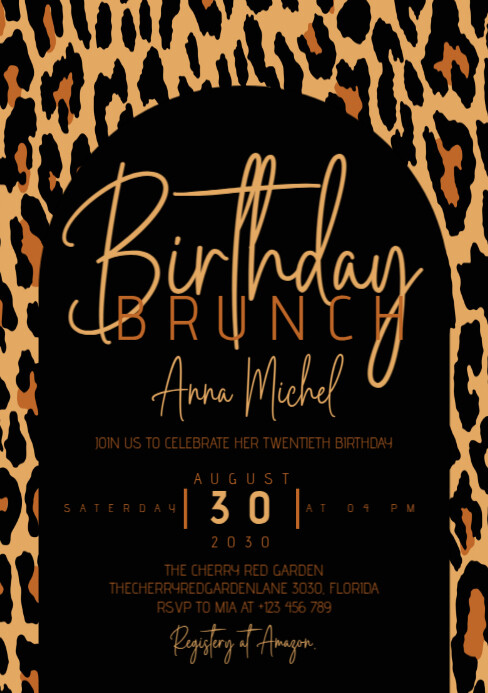 Lepard animal print Birthday Invitation Template | PosterMyWall