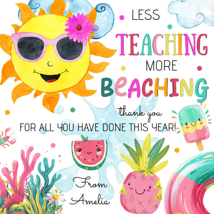 Less Teaching More Beaching Gift Tag Template | PosterMyWall