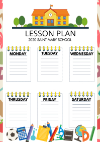 Colorful School Lesson Plan with Illustration Template | PosterMyWall