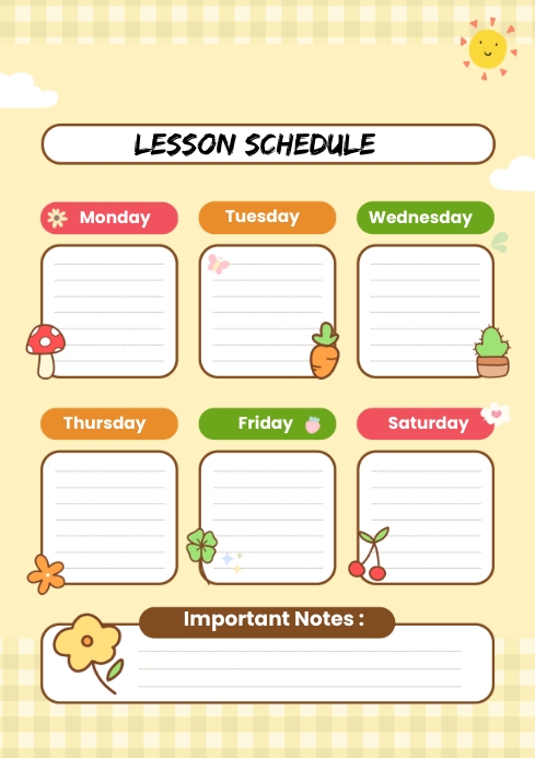 LESSON SCHEDULE Template | PosterMyWall